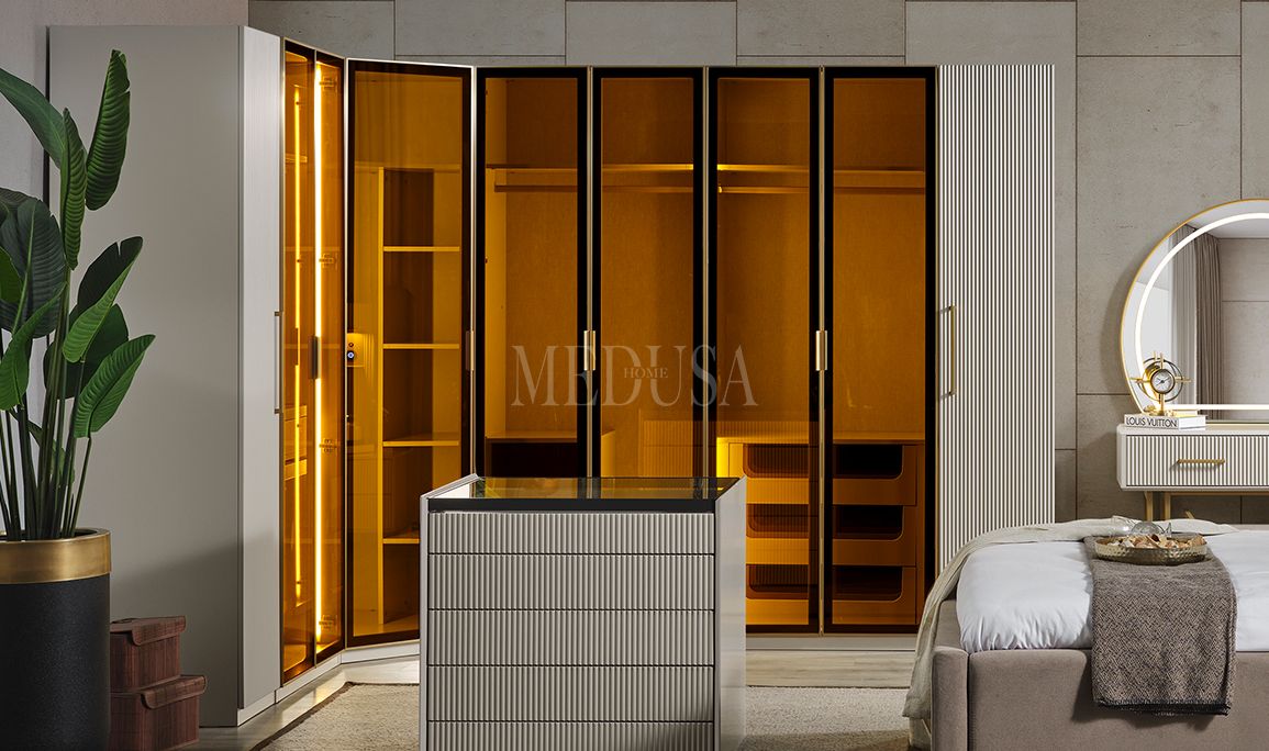 Beth Gold Köşe Gardırop | Medusa Home