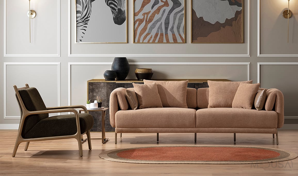 Moss Krem Üçlü Koltuk | Medusa Home